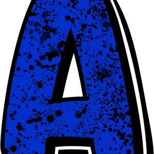 Digital Bubble Letters Alphabet PNG, Royal Blue, Black, White Letters ...