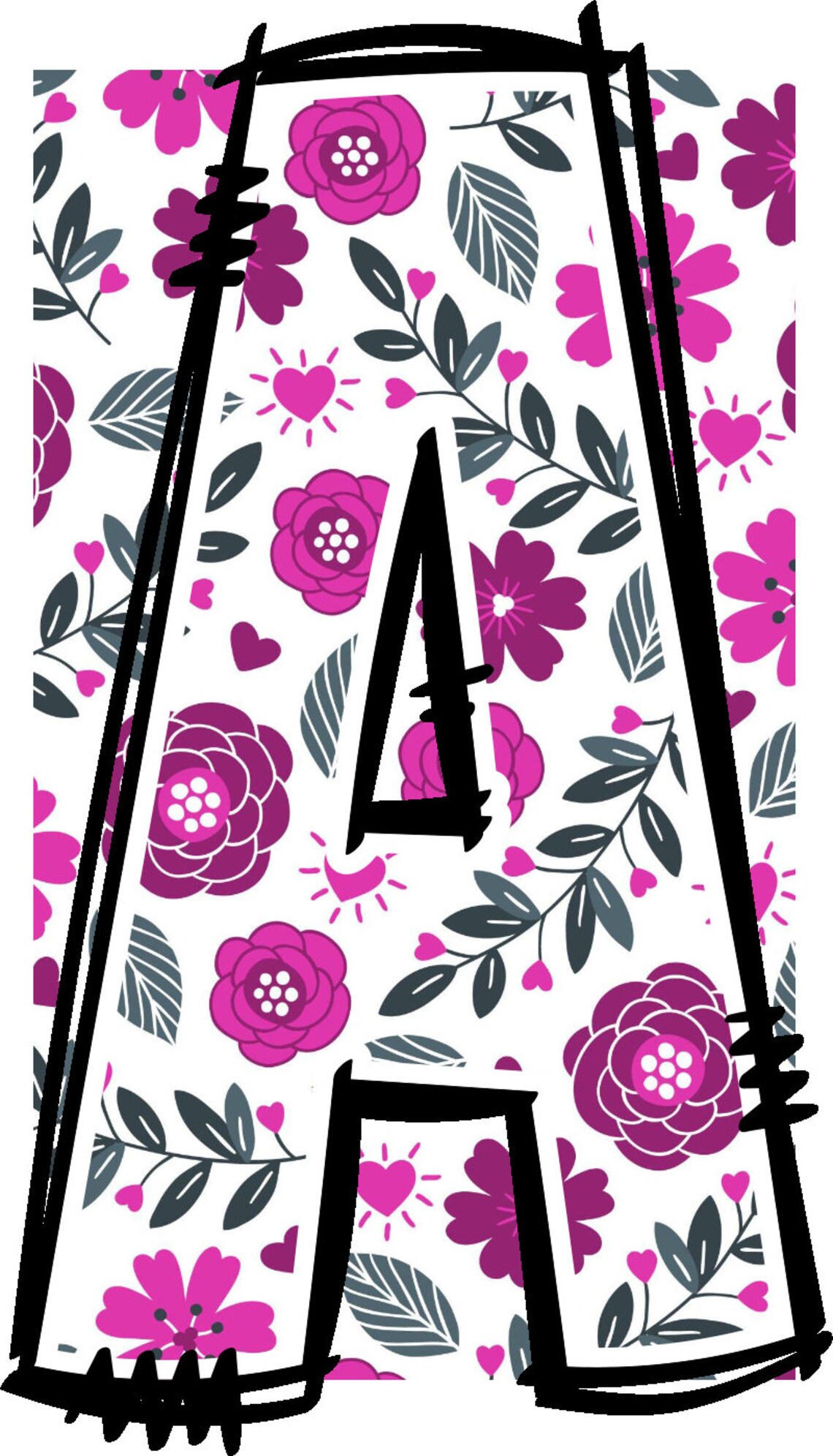 Retro Flower Alphabet Doodle Font Letters Floral Numbers PNG Font ...