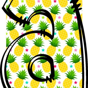Pineapple Alphabet Doodle Font Summer Letters Hawaiian Numbers PNG Font ...