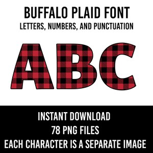 Red Buffalo Plaid Alphabet 26 Flannel Letters Buffalo Plaid Numbers PNG ...