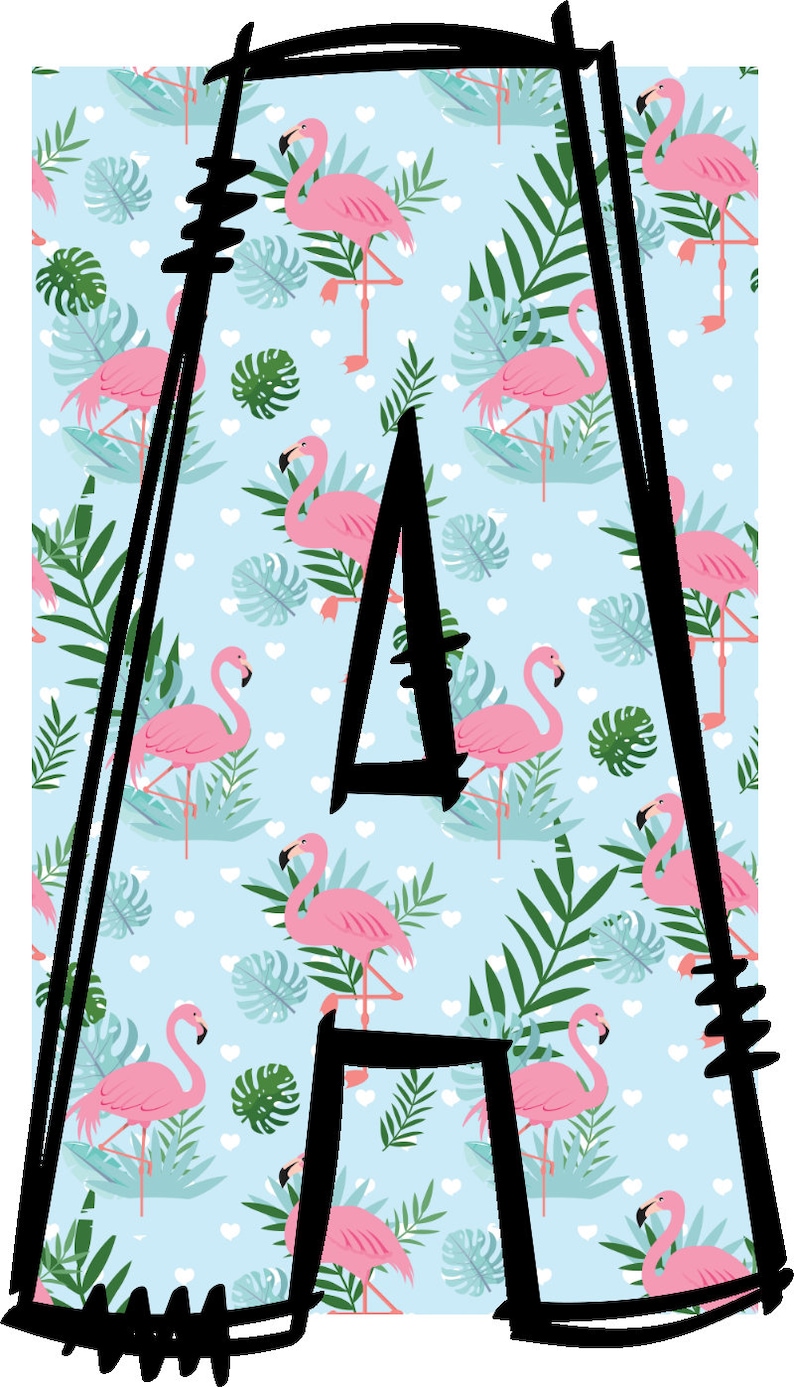 Flamingo Alphabet Doodle Font Letters Tropical Numbers PNG - Etsy