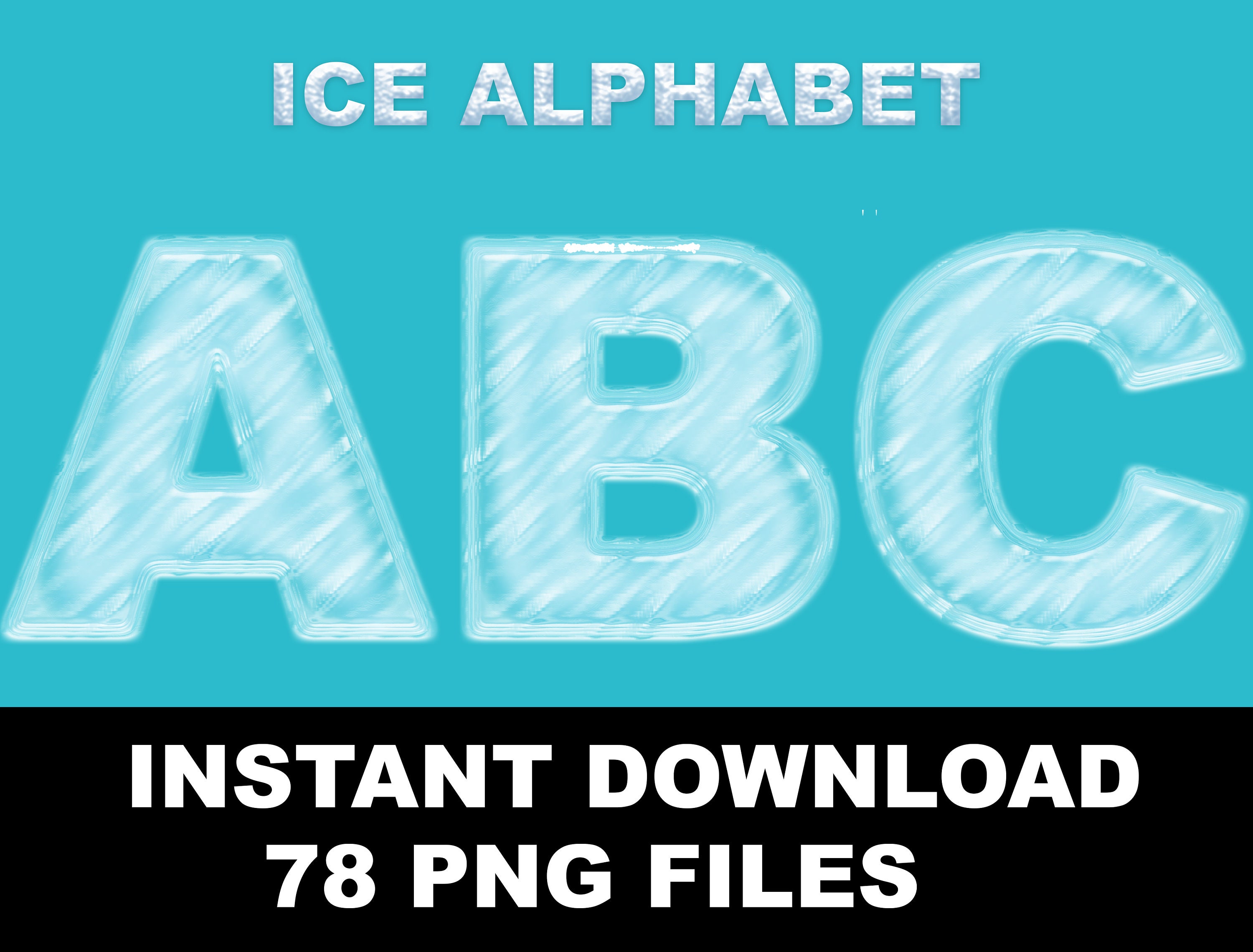 Ice Alphabet 26 Letters PNG File Sublimation Snow | Etsy