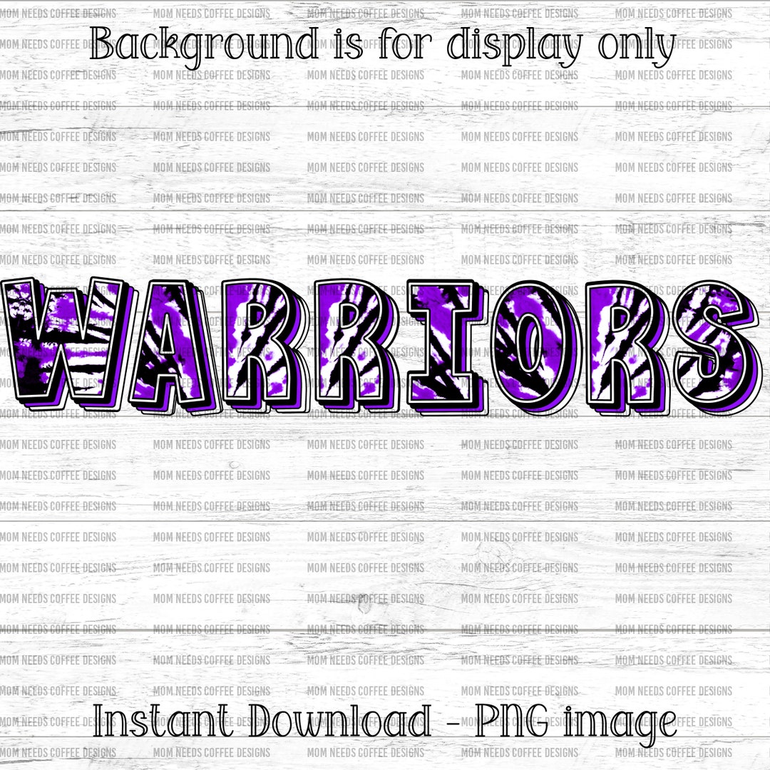 Warriors PNG Transfer Mascot Digital Download PNG Tie-dye Purple and ...