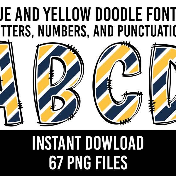 Blue Yellow Letters - Etsy