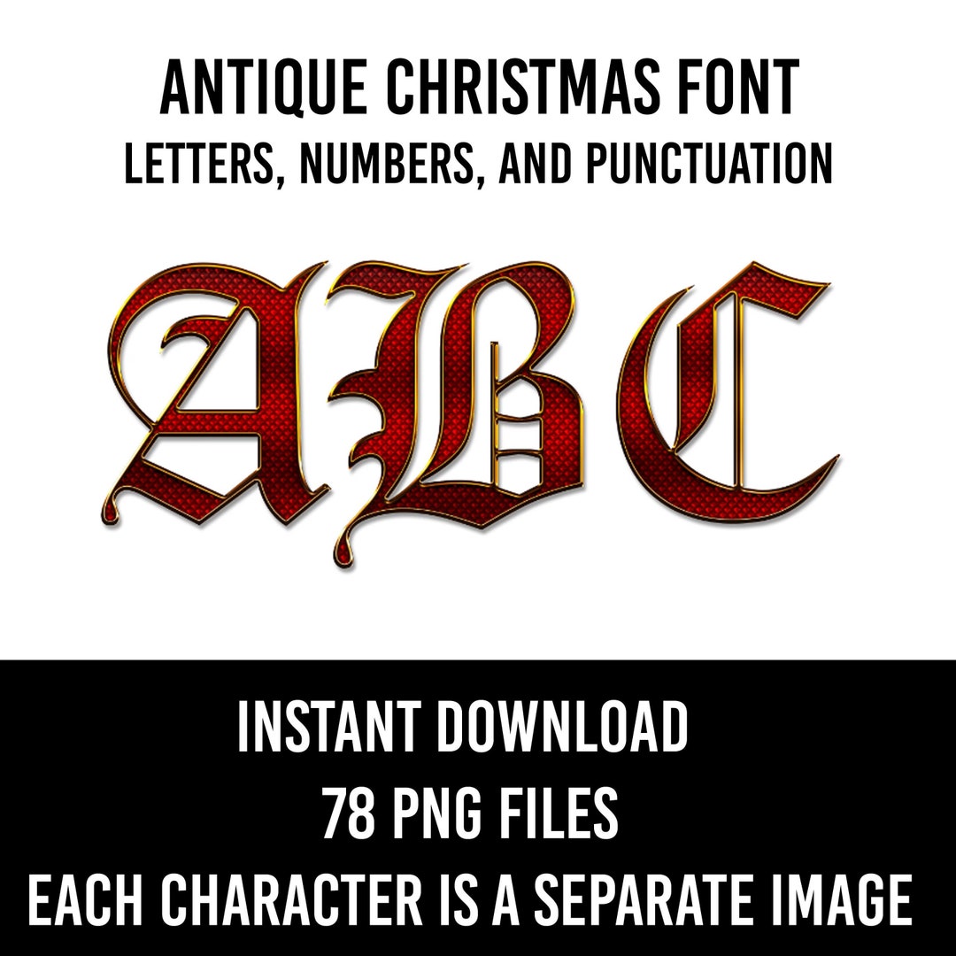 Antique Christmas Alphabet Olde Time Doodle Font Letters Medieval ...