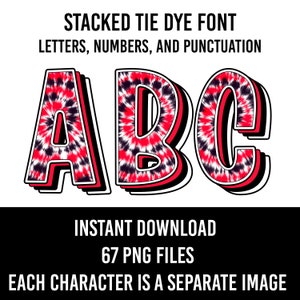 Red and Black Tie Dye Font Tiedye Alphabet Tie-dye Letters - Etsy