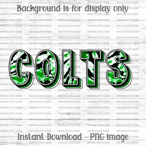 Colts PNG Transfer Mascot Digital Download PNG, Tie-dye, Green and ...