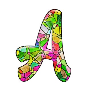 Mosaic Alphabet Doodle Font Stained Glass Letters Numbers PNG Christian ...