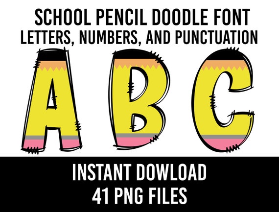 Teacher Doodle Letters Back to School Pencil Hand Drawn - Etsy