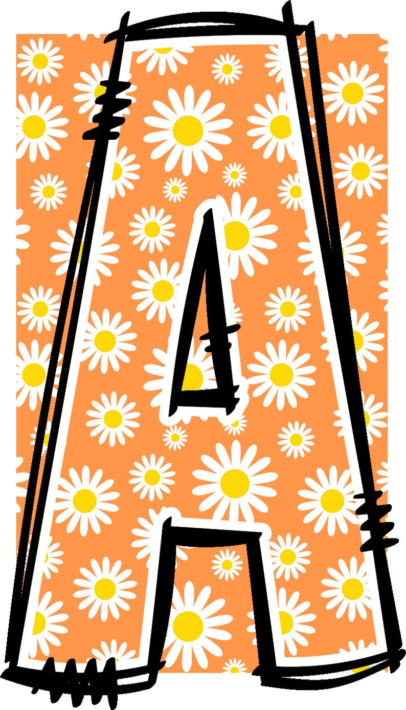 Daisy Alphabet Doodle Font Letters Floral Numbers PNG Daisy Flower ...