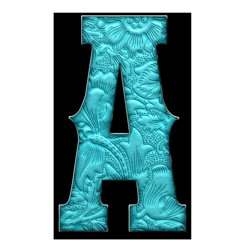 Tooled Leather Alphabets Doodle Font Letters Western Numbers PNG Font ...