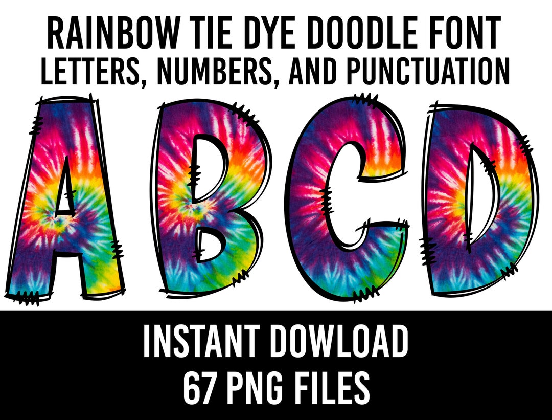 Tie Dye Alphabet Doodle Font Letters Tiedye Numbers PNG Font - Etsy