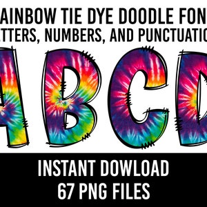 Tie Dye Alphabet Doodle Font Letters Tiedye Numbers PNG Font - Etsy