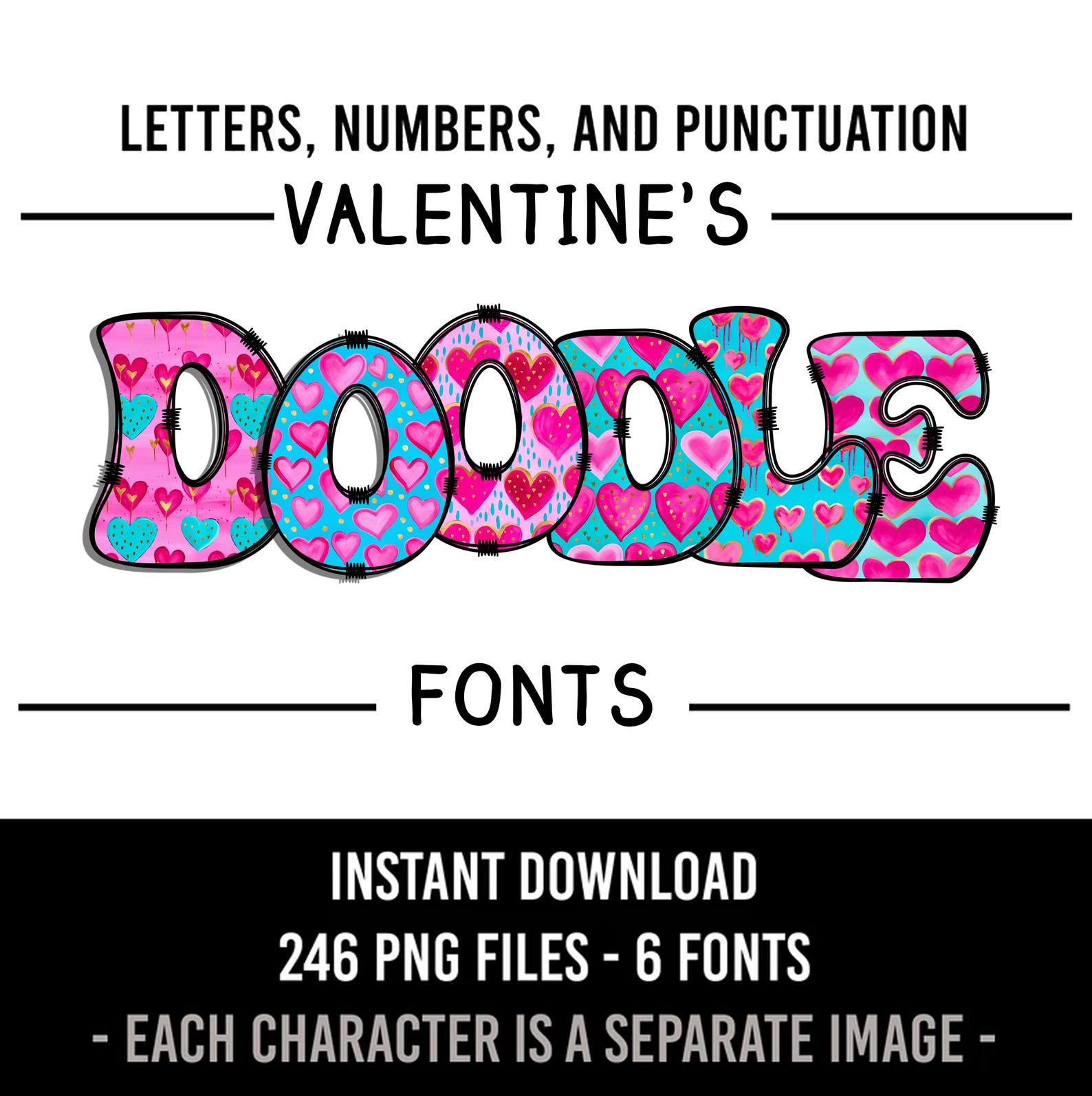 Heart Font Bundle,alphabet, Doodle Font, Letters, Valentine's Alpha ...
