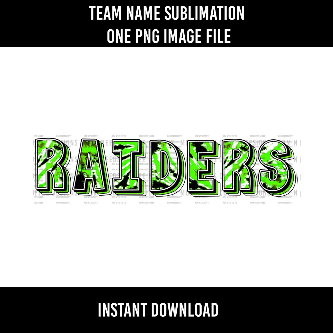 Raiders PNG Transfer Mascot Digital Download PNG Tie Dye Green - Etsy