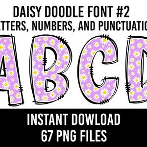 Daisy Alphabet Doodle Font Letters Floral PNG Summer Spring - Etsy