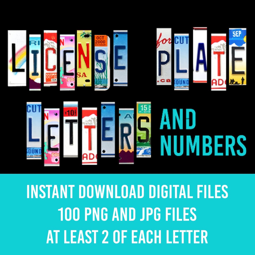 License Plate Alphabet, 101 Letters, License Plate Numbers, PNG, JPG ...