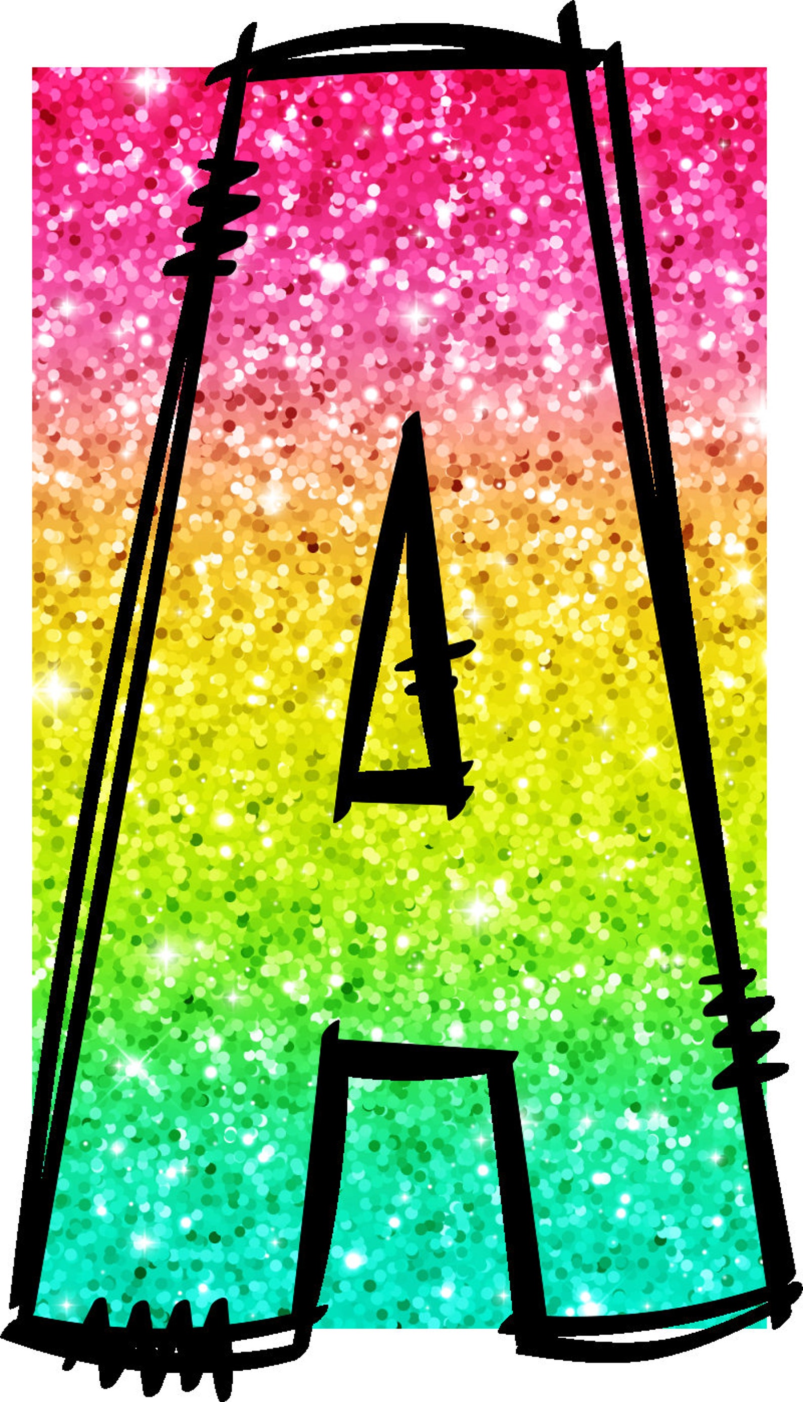 Rainbow Glitter Alphabet Doodle Font Summer Letters Numbers - Etsy