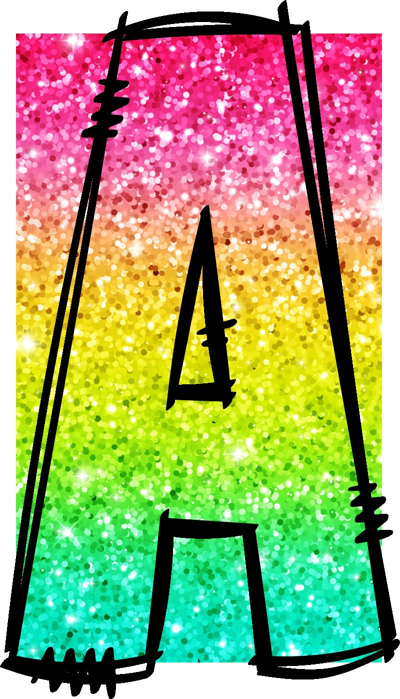 Rainbow Glitter Alphabet Doodle Font Summer Letters Numbers - Etsy