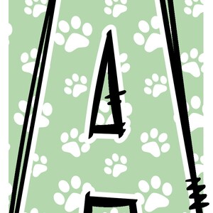 Green Paw Print Alphabet Doodle Font Letters Dog Numbers Puppy ...