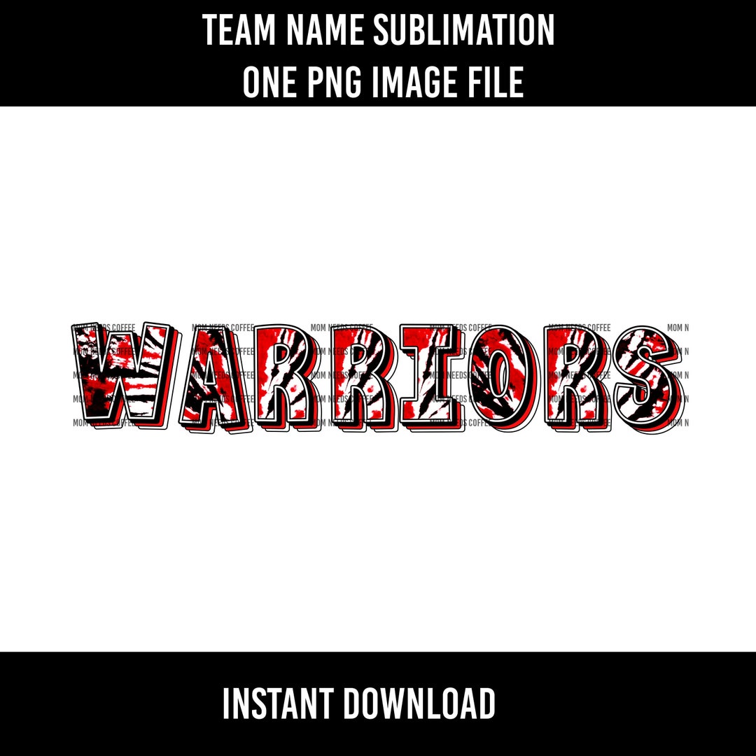 Warriors PNG Transfer Mascot Digital Download PNG Tie-dye Red and Black ...