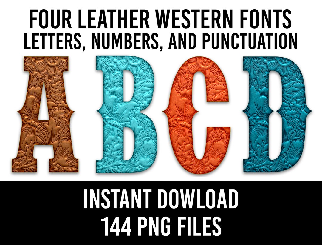 Tooled Leather Alphabets Doodle Font Letters Western Numbers - Etsy