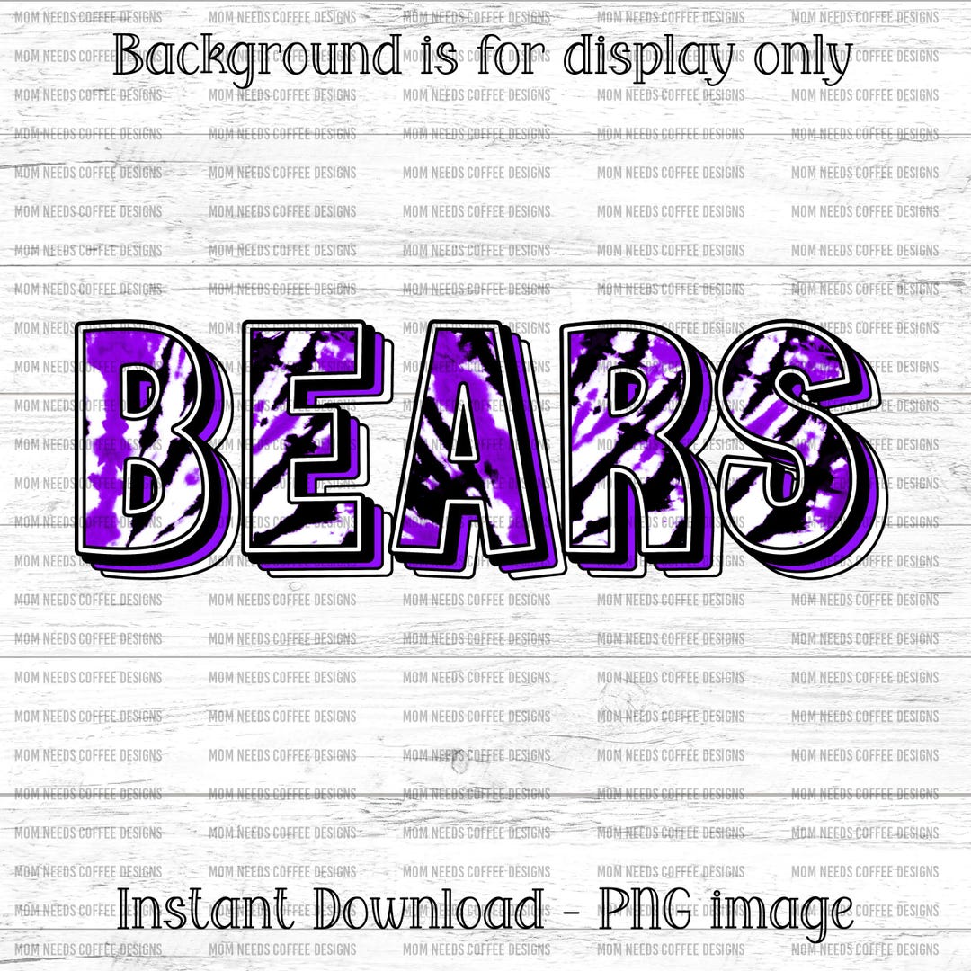 Bears PNG Transfer, Mascot Sublimation, Digital Download PNG, Tie Dye ...