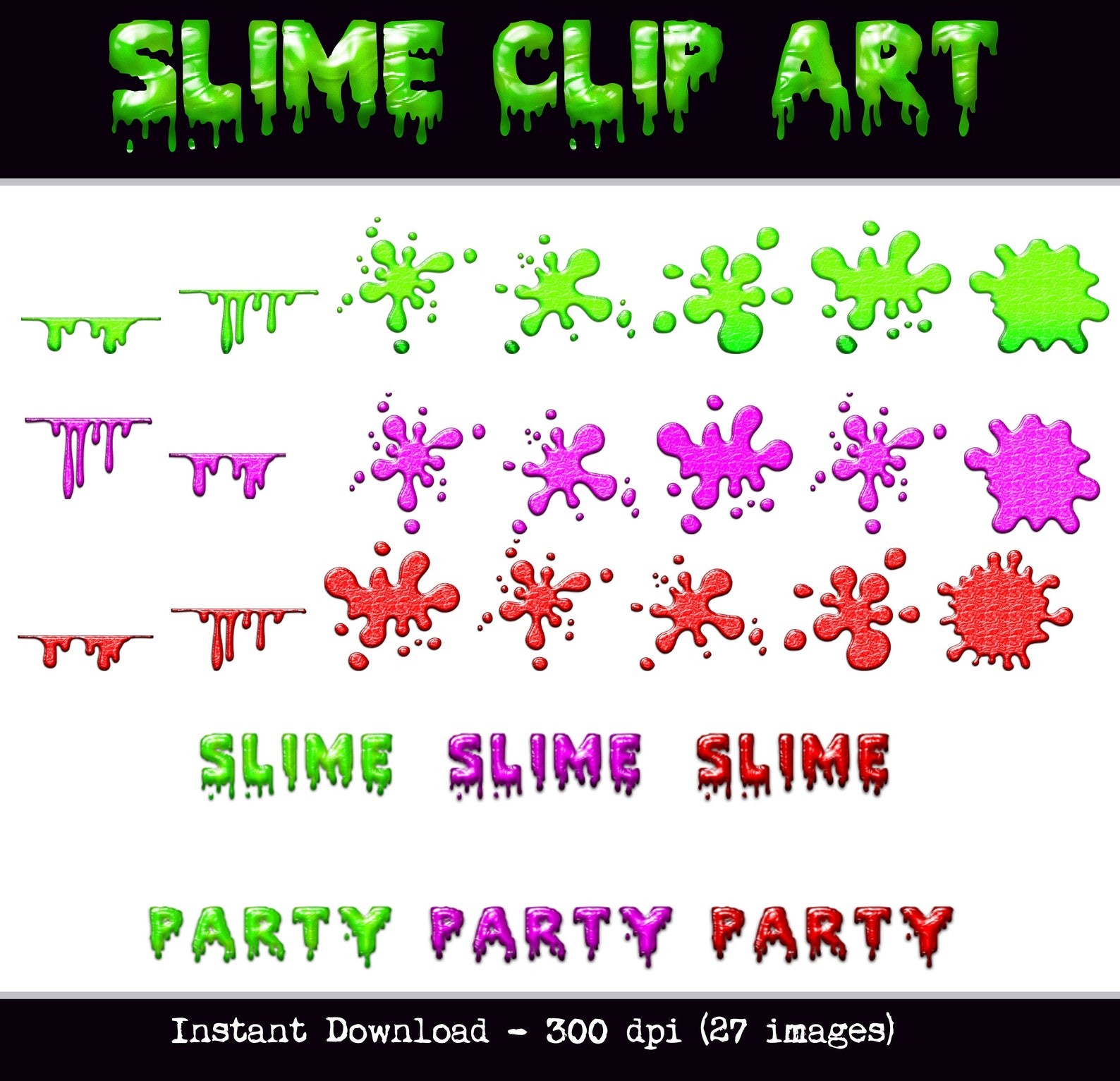 Slime Clip Art, Slime Clipart, Slime Party Clip Art, Slime Party ...