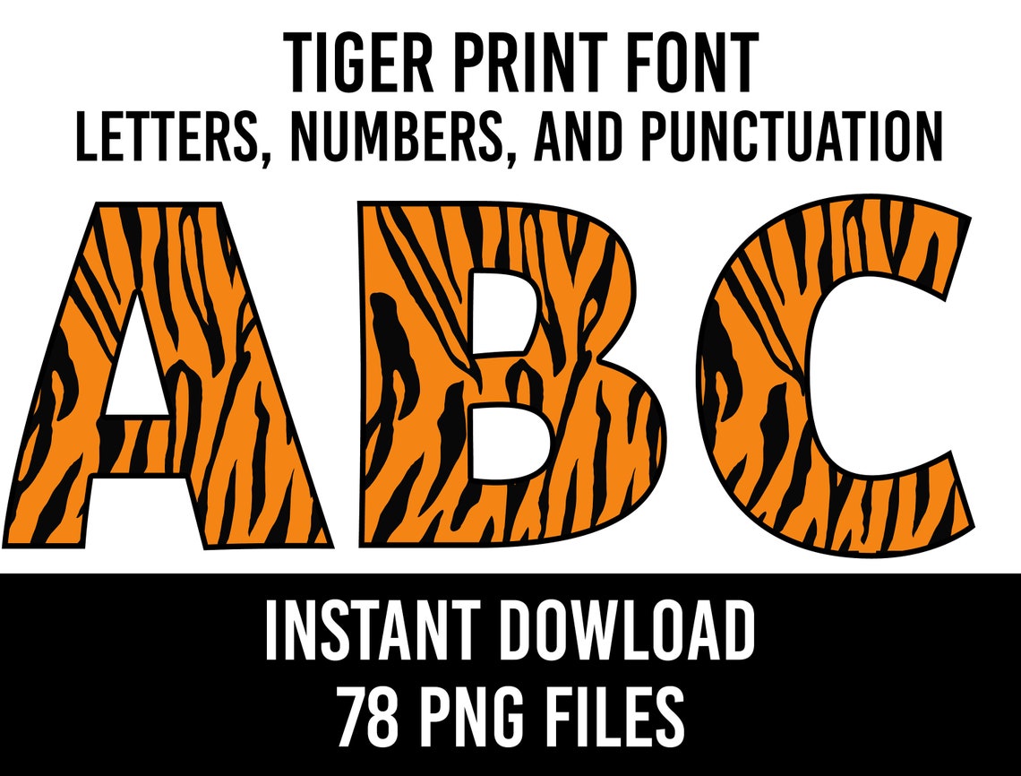 Tiger Print Alphabet 26 Letters Tiger Print Numbers PNG - Etsy
