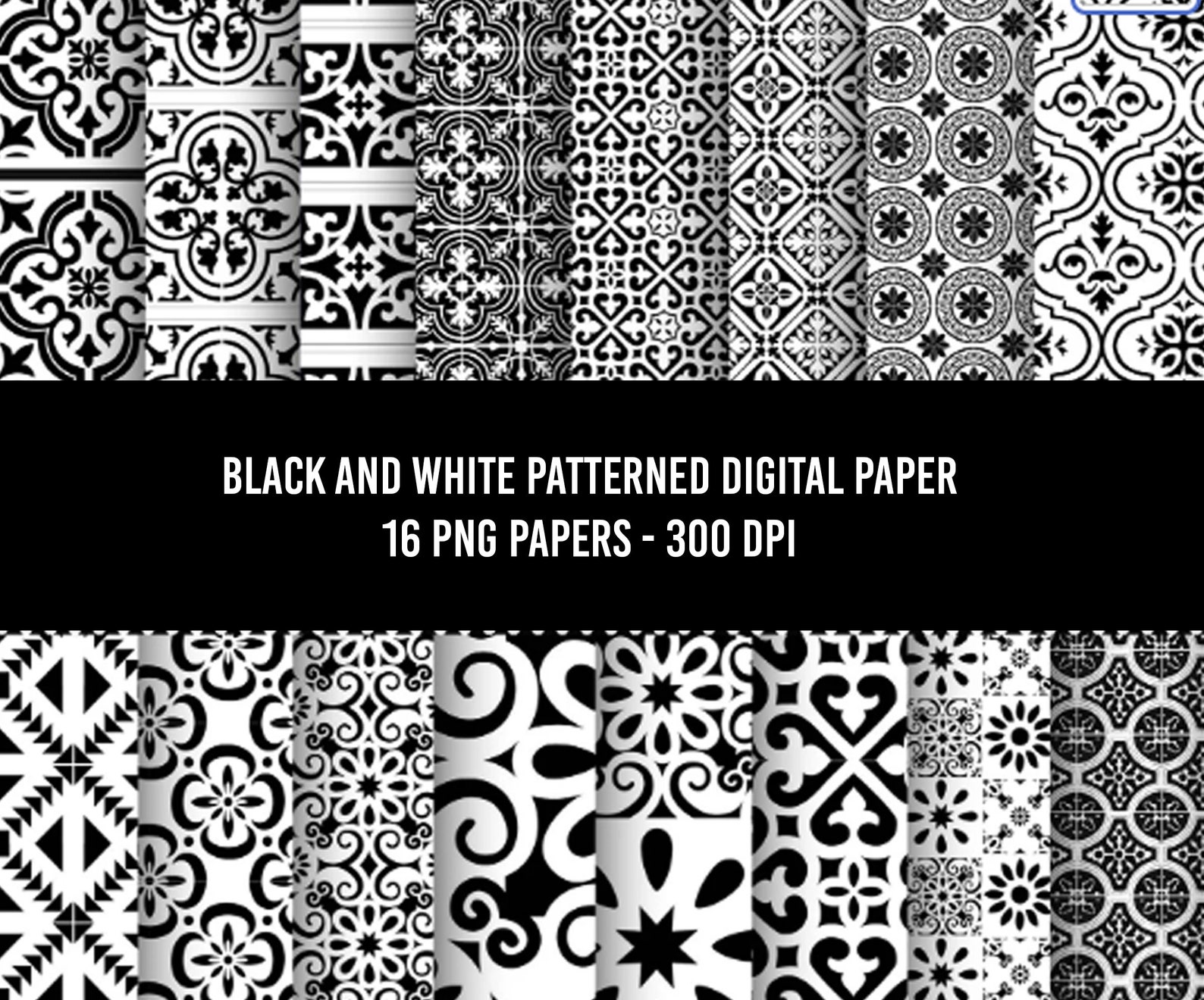 Black and White Digital Paper, Black and White Digital Papers, Abstract ...