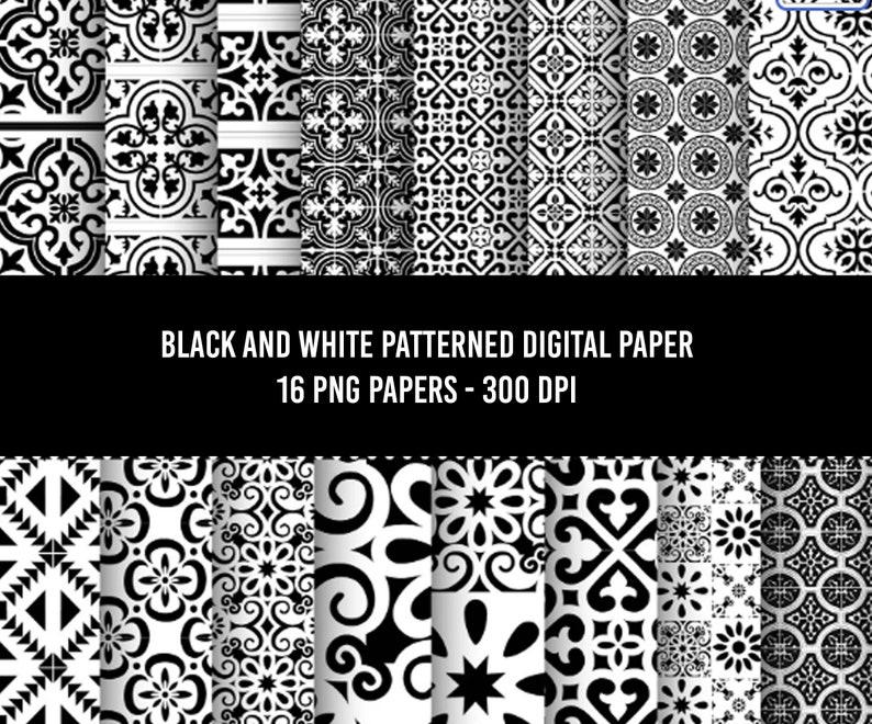 Black and White Digital Paper Black and White Digital Papers - Etsy
