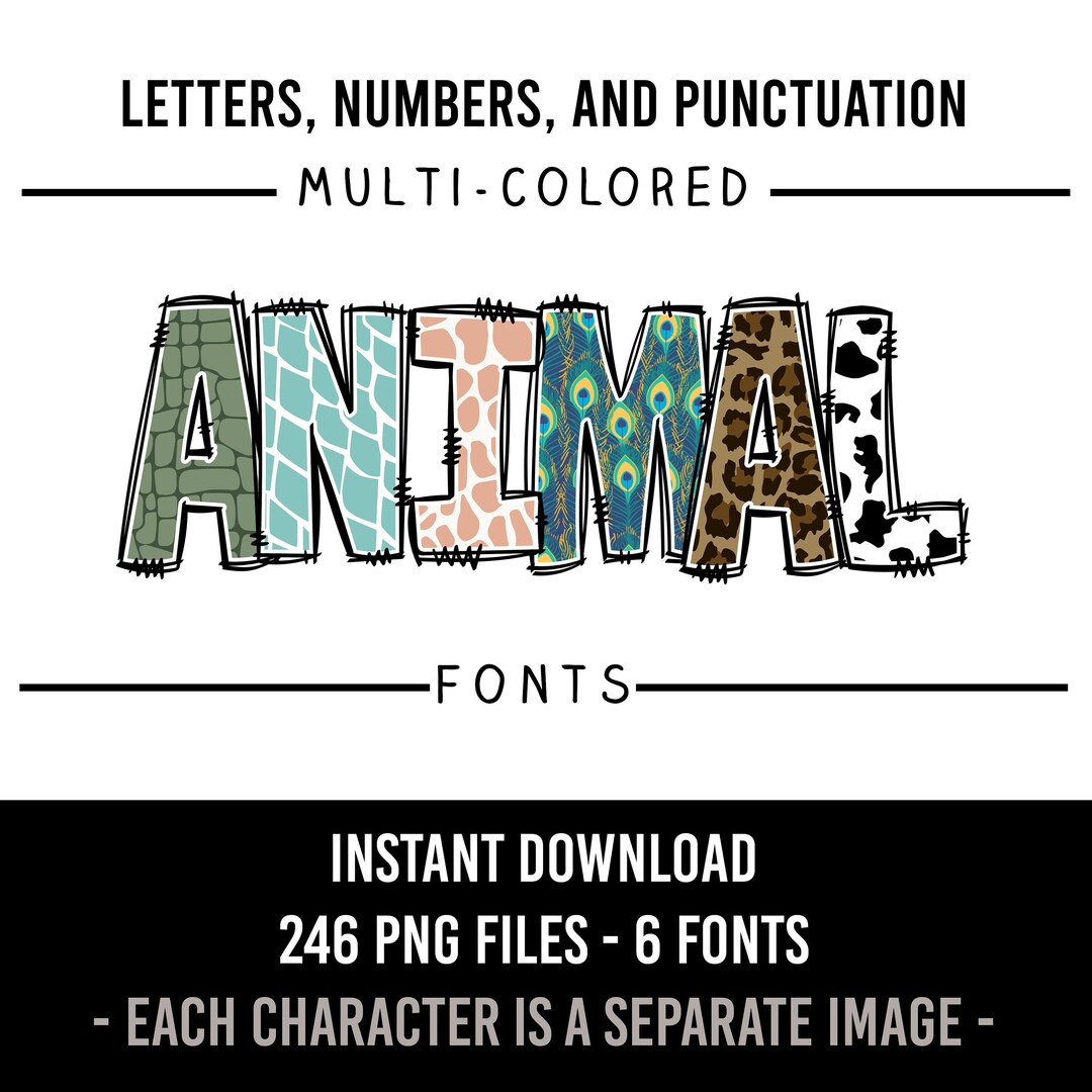 Safari Doodle Fonts Peacock Letters Snake Alpha Fish Classroom Decor ...