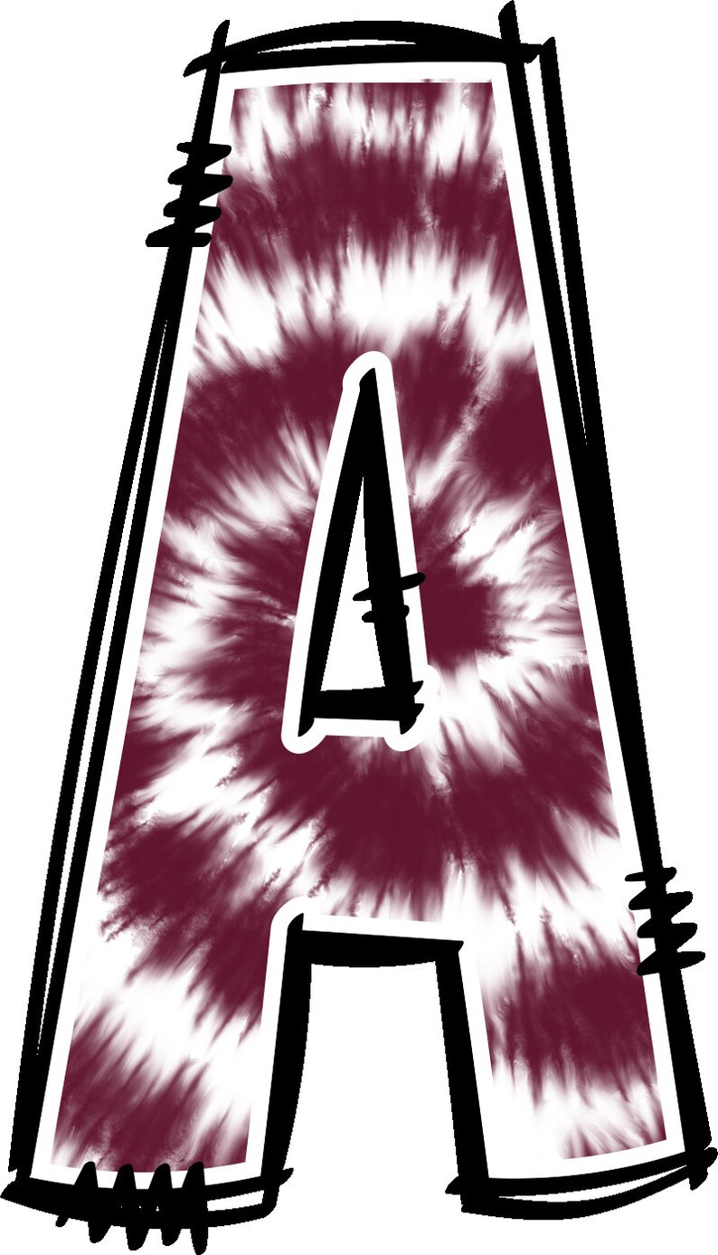 Maroon Tie Dye Doodle Font, Tiedye Abcs, Team Font, Letters, Maroon and ...