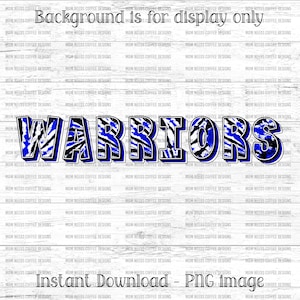 Warriors PNG Transfer Mascot Digital Download PNG Tie-dye Blue and ...