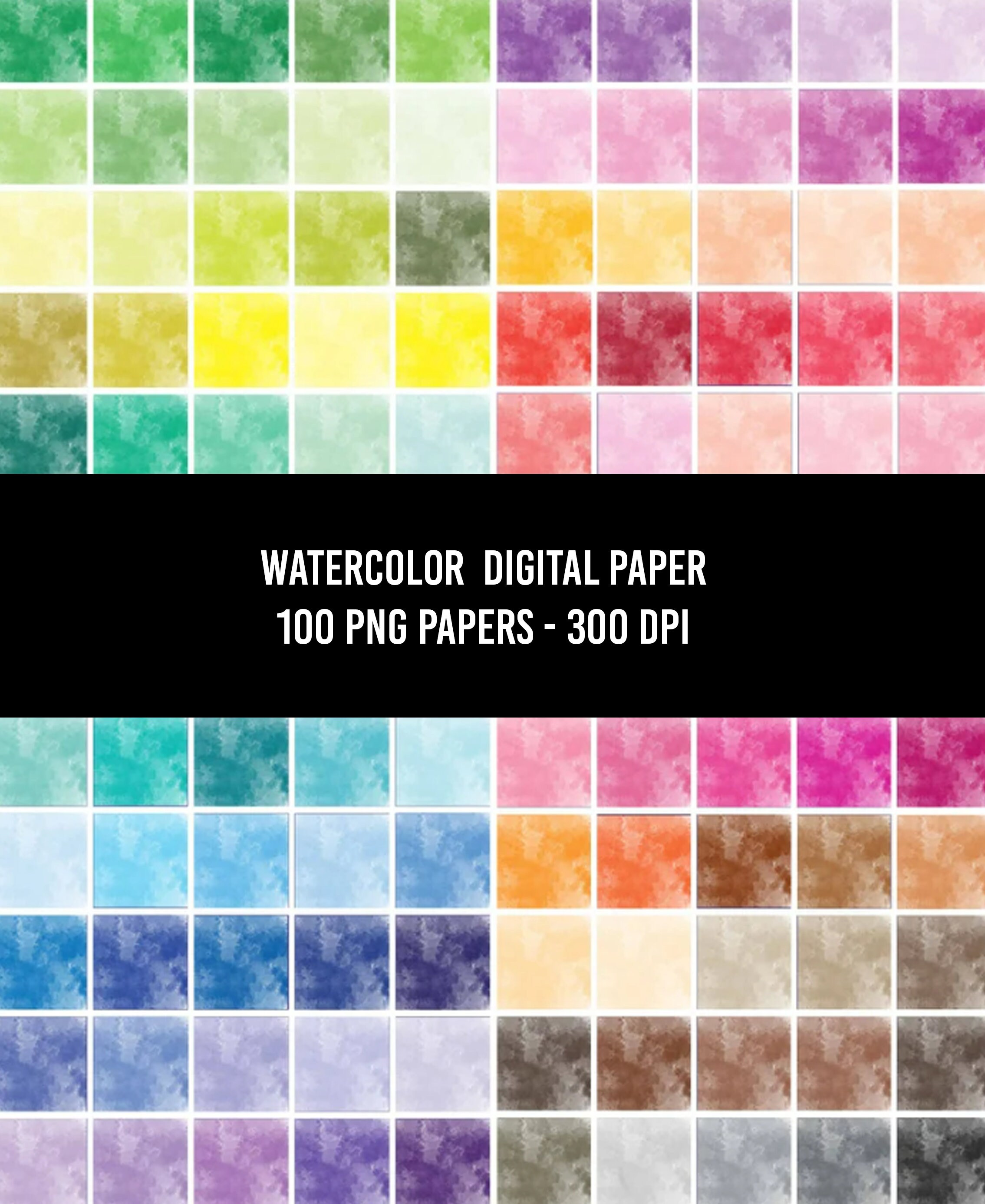 100 Watercolor Texture Digital Papers Commercial Use Instant - Etsy