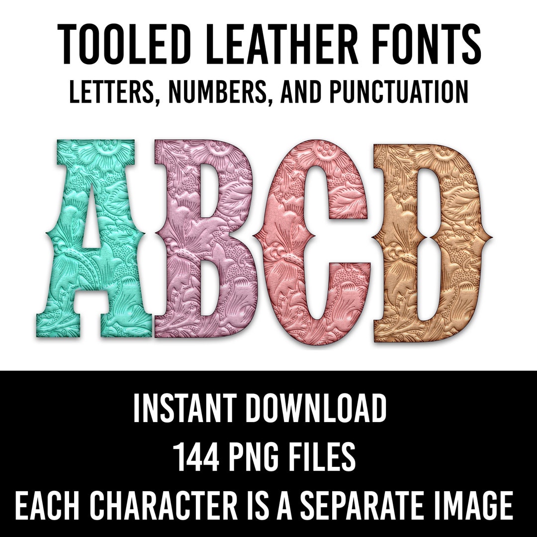 Tooled Leather Alphabets Doodle Font Letters Western Numbers - Etsy