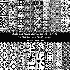 Black and White Digital Paper Black and White Digital Papers | Etsy