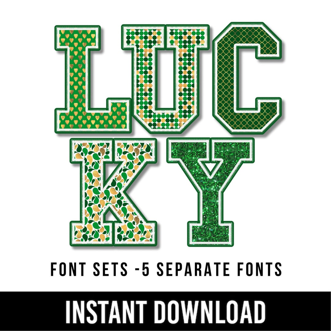 St. Patrick's Day Font, Faux Embroidery, St. Paddy's Day PNG ...