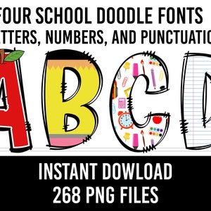 Teacher Doodle Letters Back to School Pencil Hand Drawn - Etsy