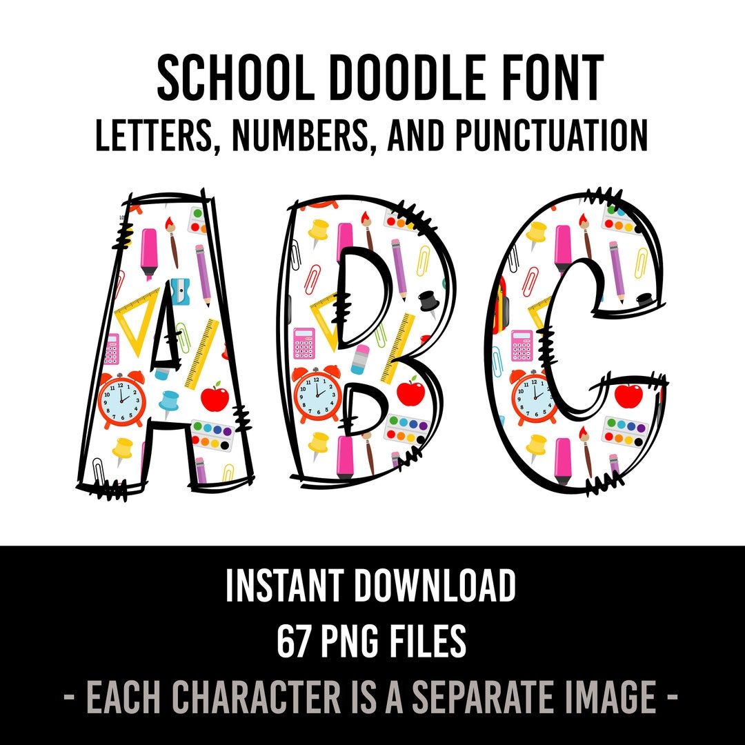Back to School Font, Teacher Doodle Letters, Back to School, Pencil ...