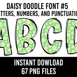 Daisy Alphabet Doodle Font Letters Floral PNG Summer Spring - Etsy