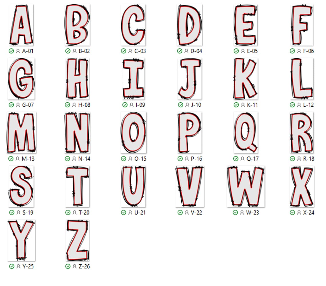 Green Plaid Print Alphabet Doodle Font Letters Buffalo Plaid - Etsy