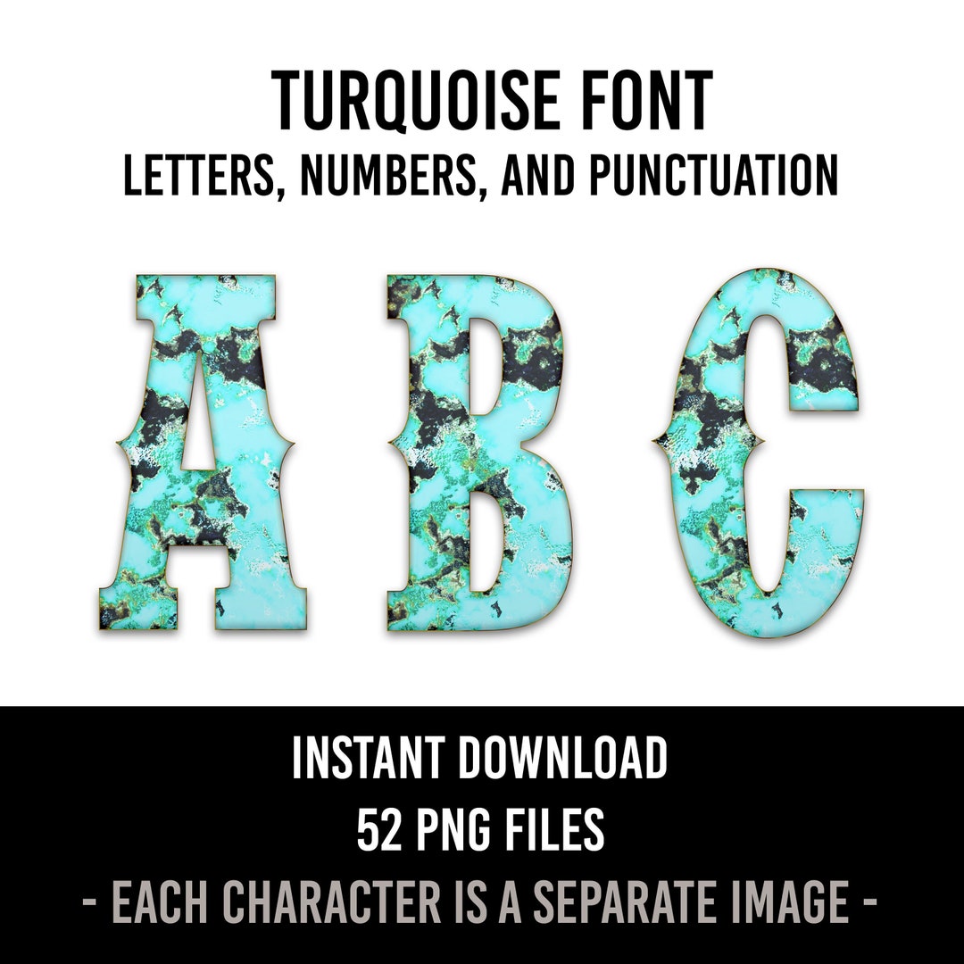 Turquoise Alphabet 26 Letters, PNG File, Turquoise, Turquoise Font ...