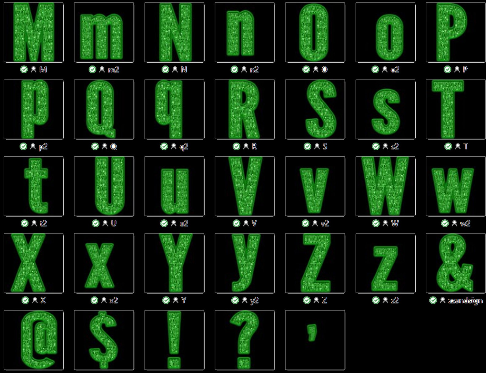 Green Sequin Faux Embroidery Alphabet, Sequin Letters, Glitter Alpha ...