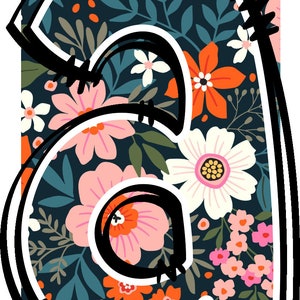 Retro Flower Alphabet Doodle Font Letters Floral Numbers PNG Font ...