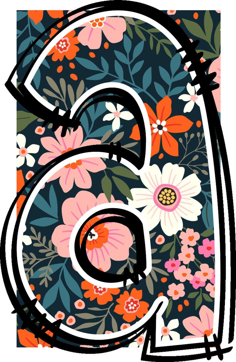 Retro Flower Alphabet Doodle Font Letters Floral Numbers PNG - Etsy