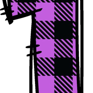 Purple Plaid Print Alphabet Doodle Font Letters Buffalo Plaid Print ...