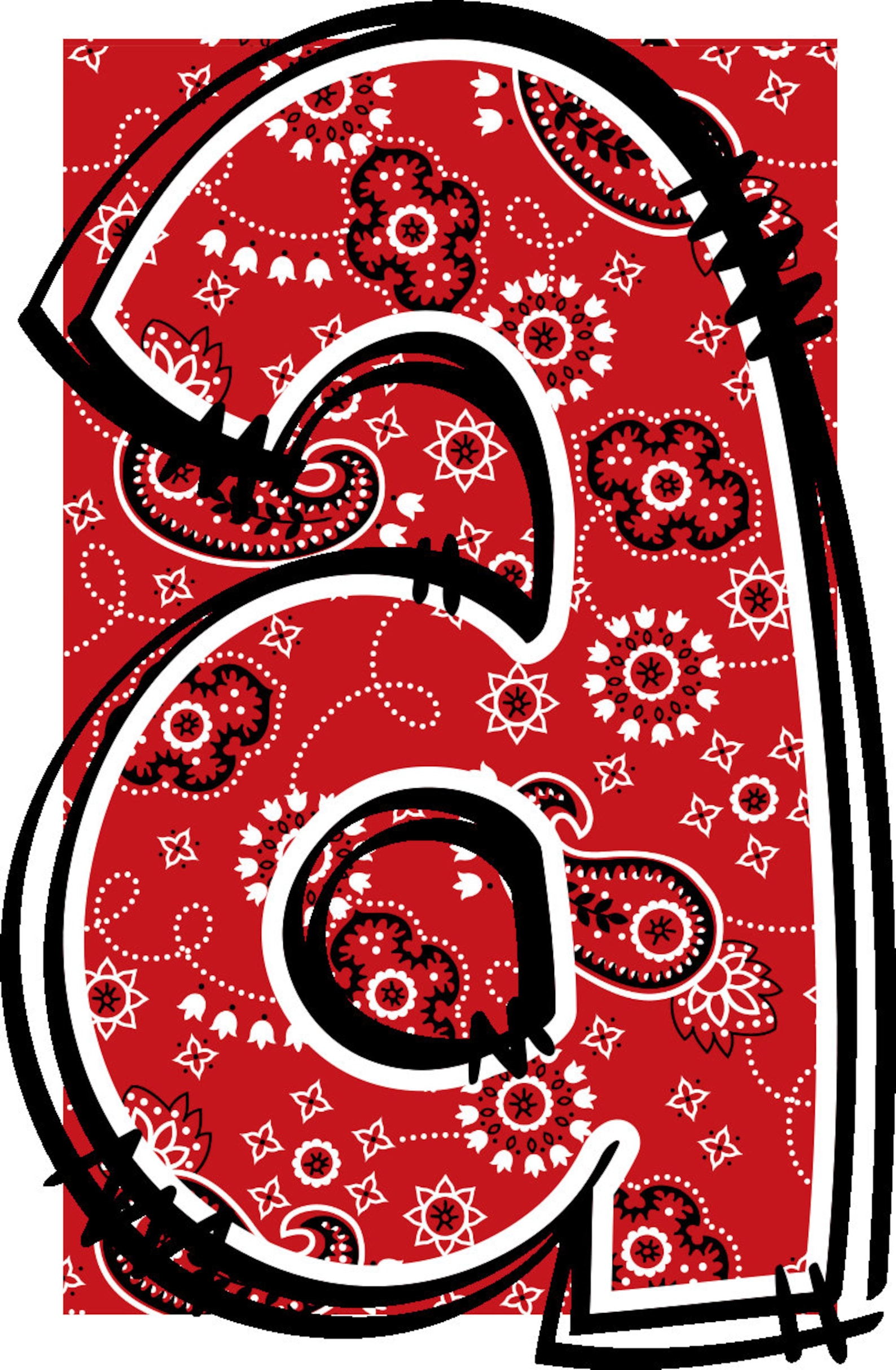 Bandana Doodle Font, Western Letters & Numbers PNG (instant Download ...