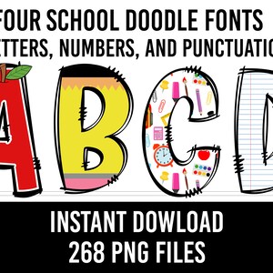 Teacher Doodle Letters Back to School Pencil Hand Drawn - Etsy