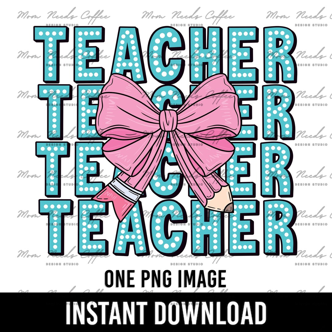 Teacher PNG, Coquette Pencil Bow Image, Back to School, PNG, Back to ...